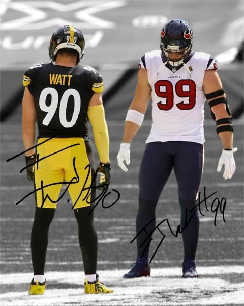 Amazon.com: Ikonic Fotohaus JJ Watt TJ Watt Signed Photo Autograph ...