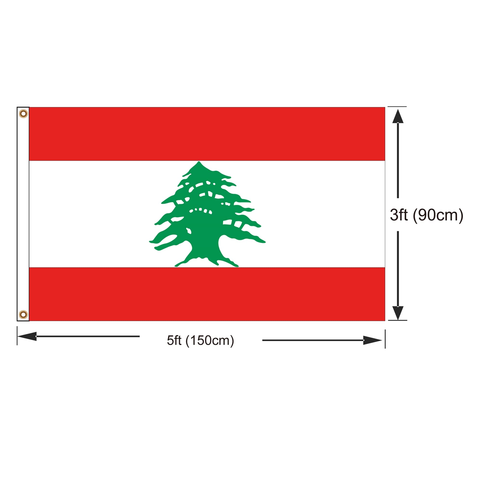 PinkDisplay Aisa flag (Lebanon)3x5ft(90x150cm) eyelets and double ...