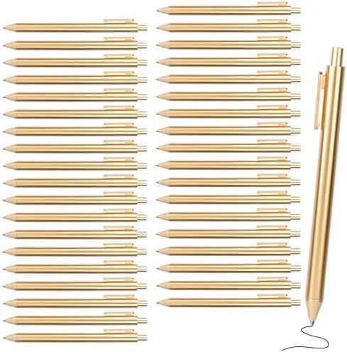 Amazon.com : 50 Pack Gold Metallic Slim Click Ballpoint Pens,Wedding ...