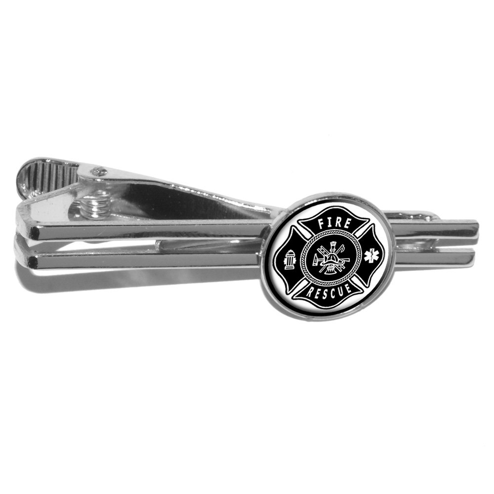 Amazon.com: Firefighter Firemen Maltese Cross - Black Round Tie Bar ...