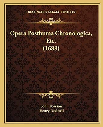 Amazon.com: Opera Posthuma Chronologica, Etc. (1688) (Latin Edition ...