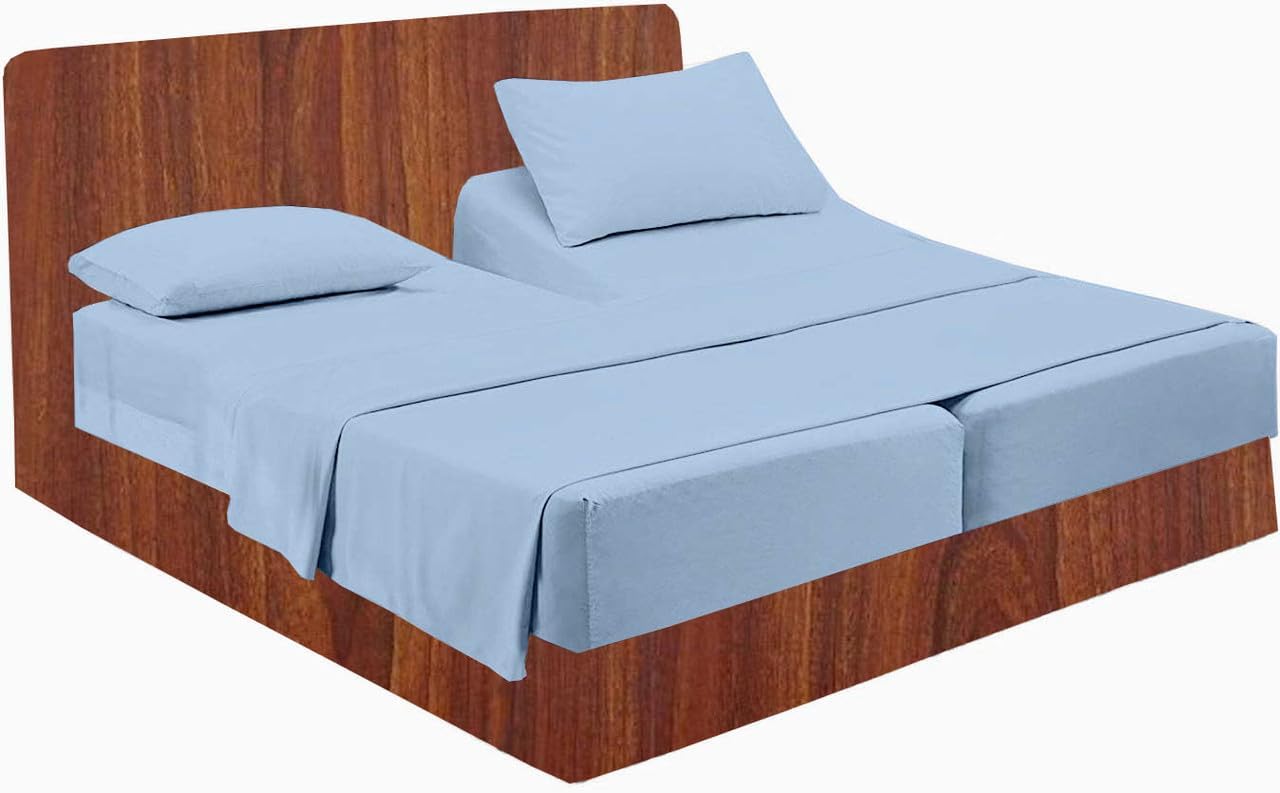 Split Queen Sheets 5 Pieces- 100% Egyptian Cotton- 400 TC Sateen Weave ...