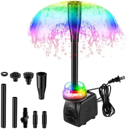 Amazon.com: DOMICA 15W 220 GPH Submersible Fountain Pump with LED Light ...