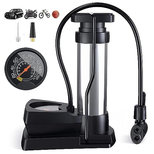 RAGISHA Portable Mini Bike Pump/Cycle Foot Pump Foot Activated with Pressure Gauge Floor Bicycle ...