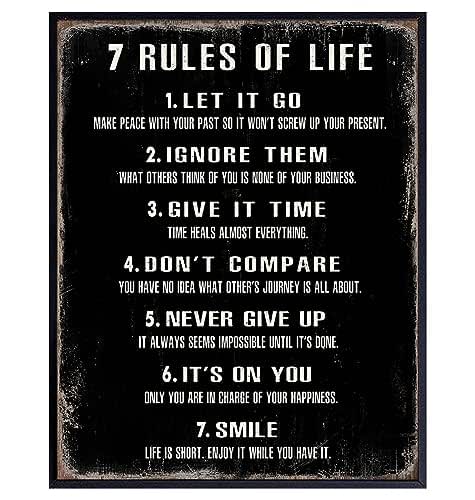 Amazon.com: 7 Rules of Life Wall Art 11x14 - Inspirational Quotes Wall ...