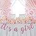 Amazon.com: It's A Girl Banner Pink Glitter Baby Girl Baby Shower Party ...