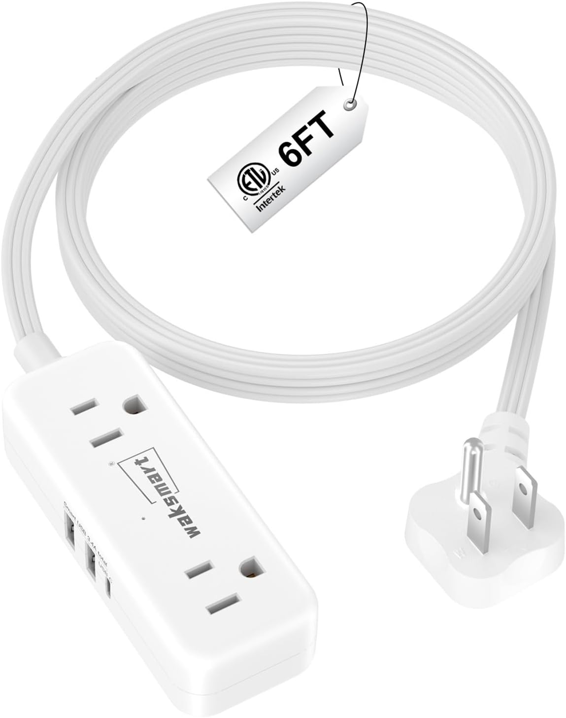 Amazon.com: Flat Extension Cord 6 Feet - 4 AC Outlets 3 USB Ports (5V/3.4A 17W), Flat Plug Power ...