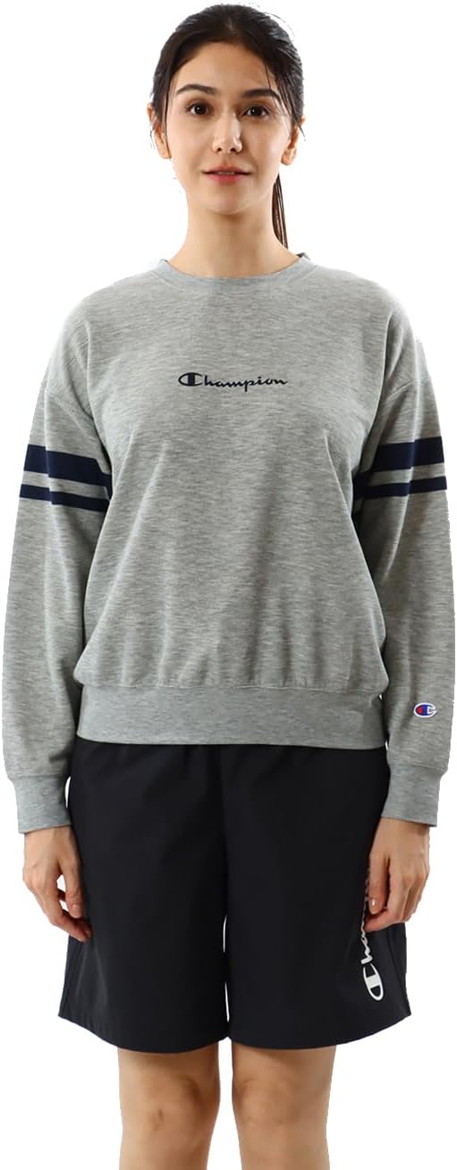 Amazon | [チャンピオン] 長袖Tシャツ 長袖 速乾 UVカット 撥水 スクリプトロゴ ロングスリーブシャツ ウィメンズスポーツ CW-ZS402 オックスフォードグレー ...