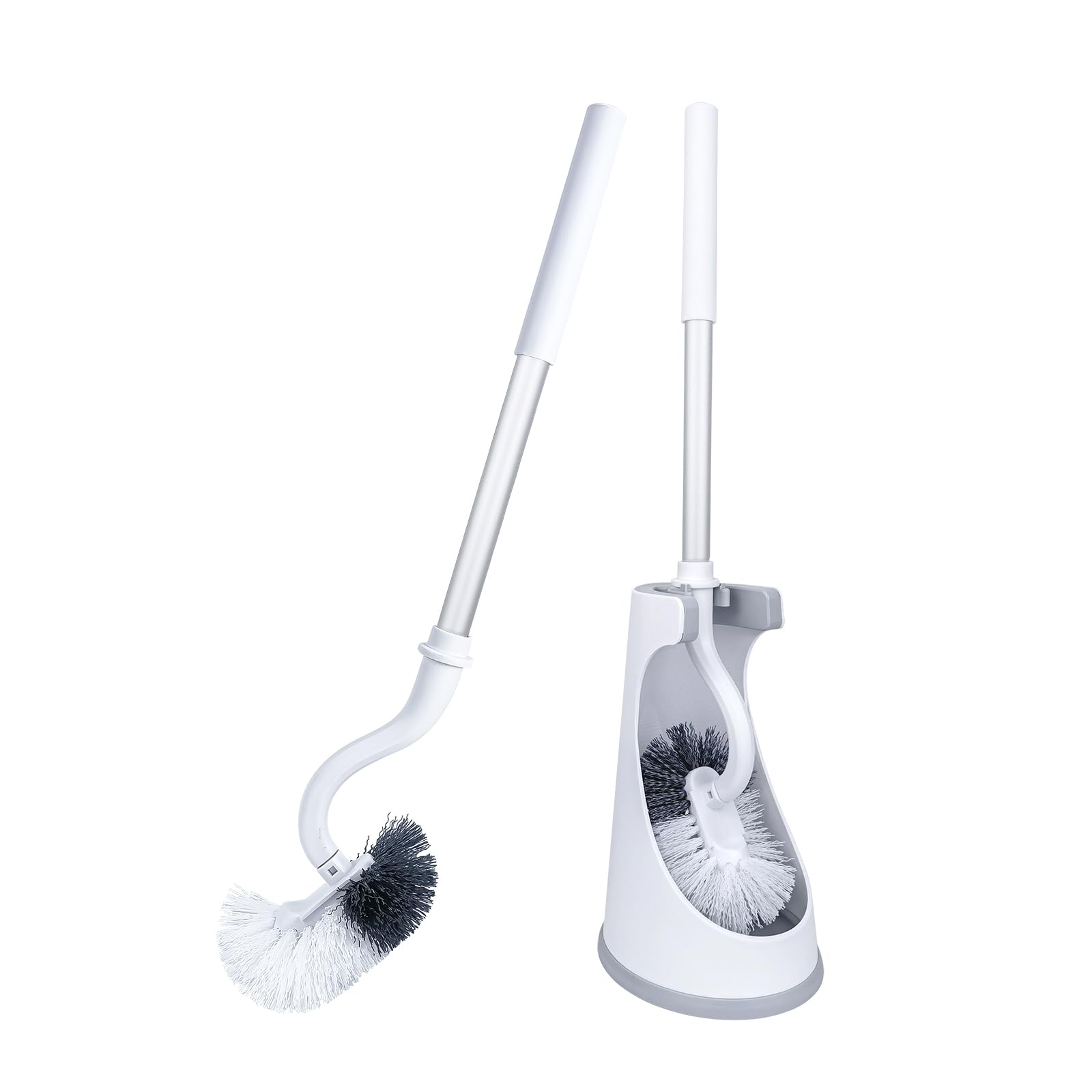 SUIXI 2 Pack Toilet Brush, Curved Design Angled Cleaner Brush Scrubber ...