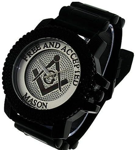 Amazon | Letter Fashion Men'S Ice Nation Black Crystal Freemason ...