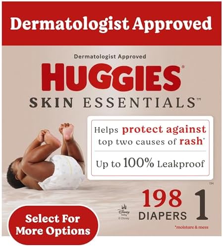 Amazon.com: Huggies Size 1 Diapers, Skin Essentials Baby Diapers, Size ...