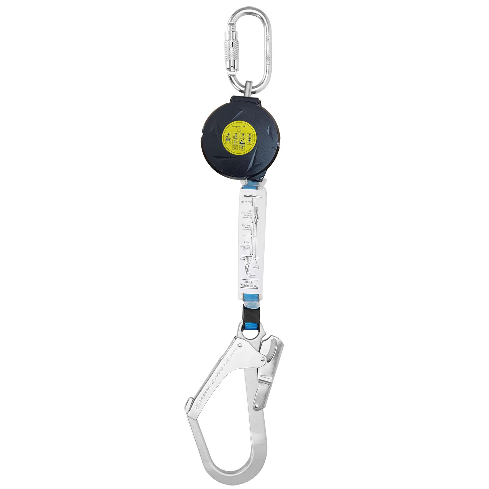 Snapklik.com : 11ft Self Retracting Lifeline, Safety Harness Retractable Fall Protection Lanyard ...