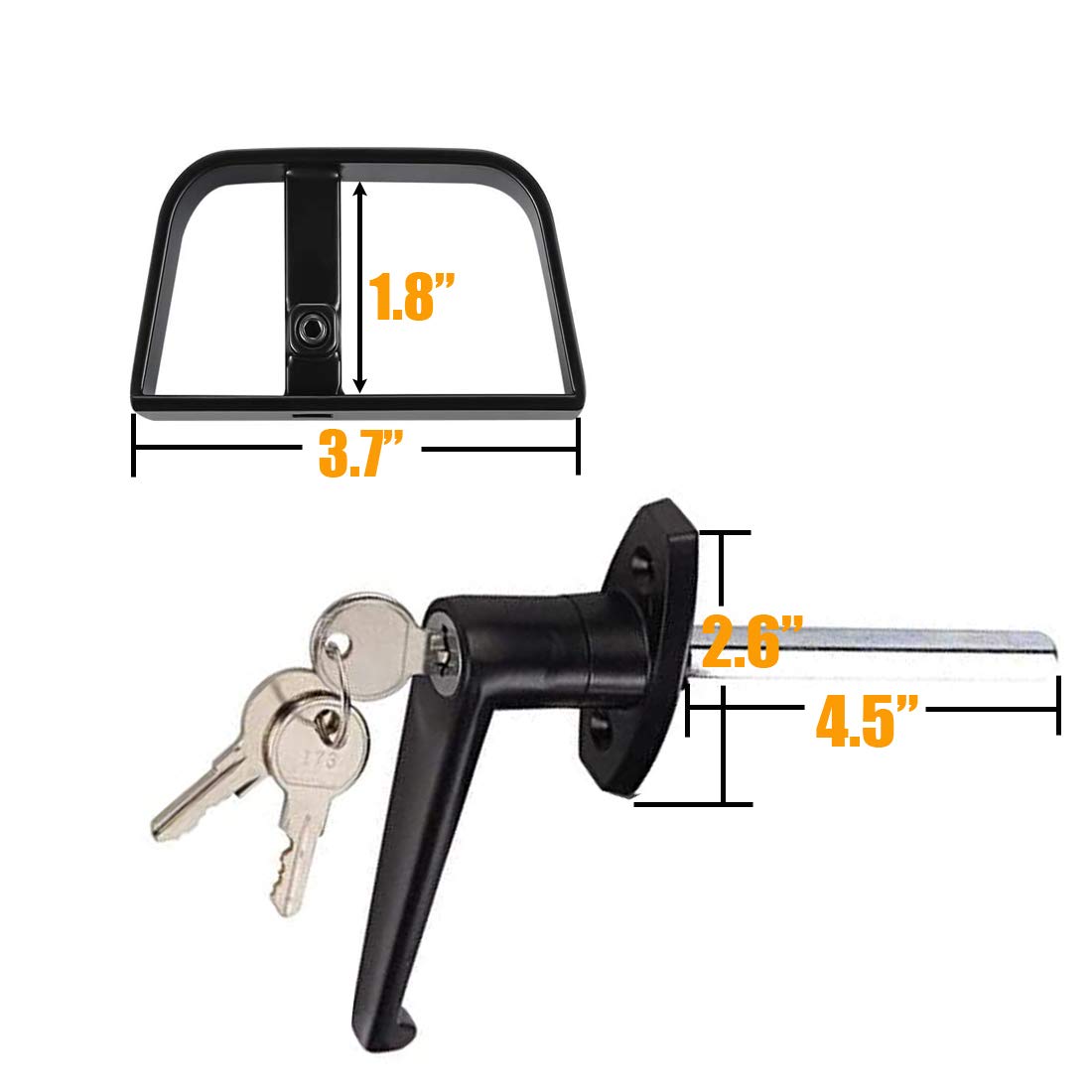 HauSun Shed Door Handle Lock Kit 4-1/2" L Handle with 2 Keys and 2 ...