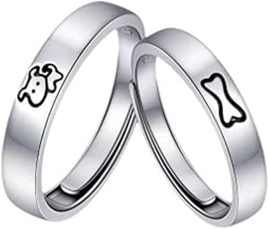 Amazon.com: Matching Rings for Couples Cute Kitten Open Adjustable Ring ...