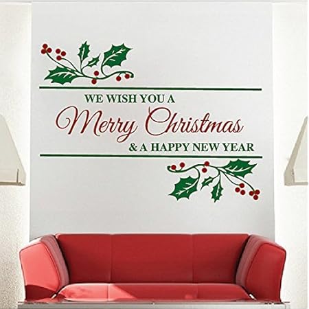 Amazon.com: designyours Merry Christmas Wall Stickers Christmas Wall ...