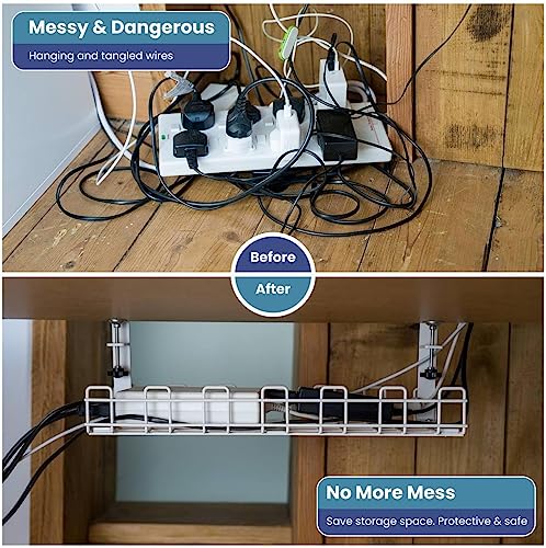 Housava Cable Management White Desk Organiser Cable Tidy Office Desk ...