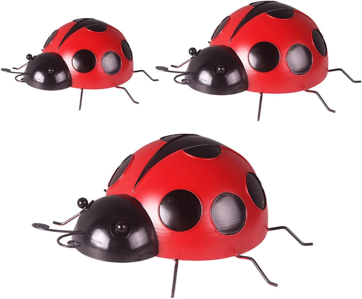 Amazon.com: STOBOK Iron Ladybug Decorations 3pcs Mini Ladybugs ...