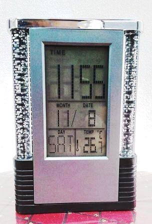 Buy Round Bubble LED Light Pen Stand Holder with Digital Alarm Clock ...