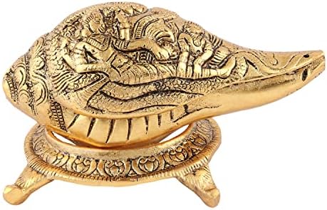 Buy ARTVARKO Brass Vishnu Lakshmi Carving Murti Shankh Statue for ...