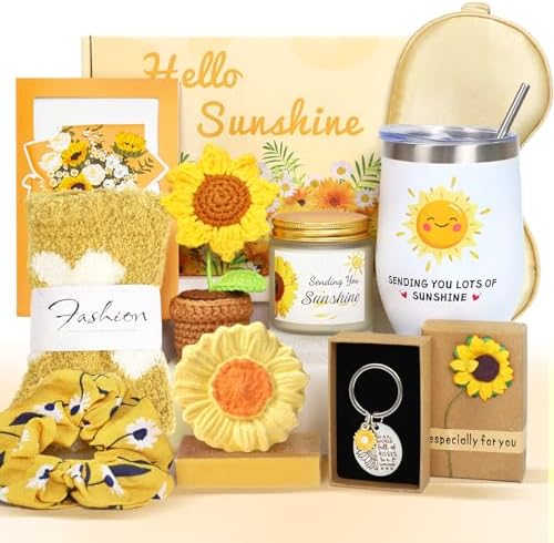 duludulu Gifts for Women, Sunflower Birthday Hamper Gifts for Her, 10pc ...