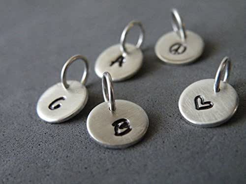 Amazon.com: Sterling Silver Monogram Charm Pendants Hand Stamped Charm ...