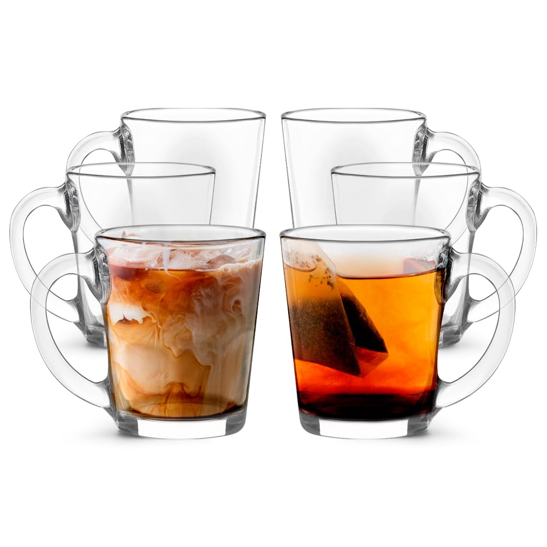 Amazon.com | LEMONSODA Clear Large Glass Coffee Mug with Handles for ...