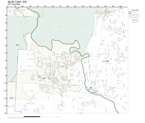 Amazon.com : ZIP Code Wall Map of North Yelm, WA ZIP Code Map Laminated ...