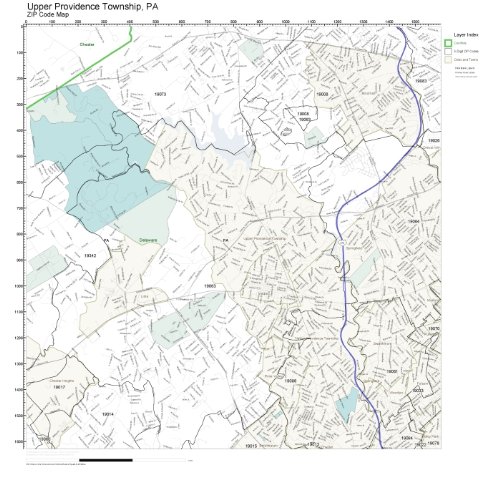 ZIP Code Wall Map of Upper Providence Township, PA ZIP Code Map ...