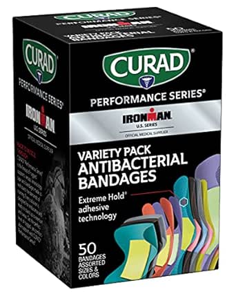 Curad Performance Series Ironman Antibacterial Bandages, Extreme Hold ...
