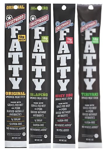 Amazon.com: Fatty Smoked Meat Sticks Variety, Grass Fed Beef and Pork ...