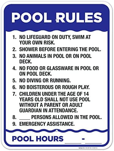 Amazon.com : National Stock Sign SW-2 Commercial Pool Rules Sign, 18 by ...
