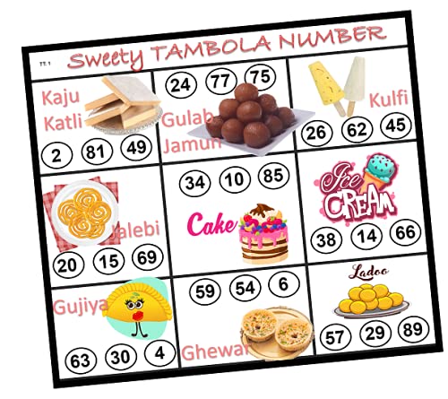 Buy Sweety Tambola Number Theme Bingo Housie tambola Tickets (Printed ...