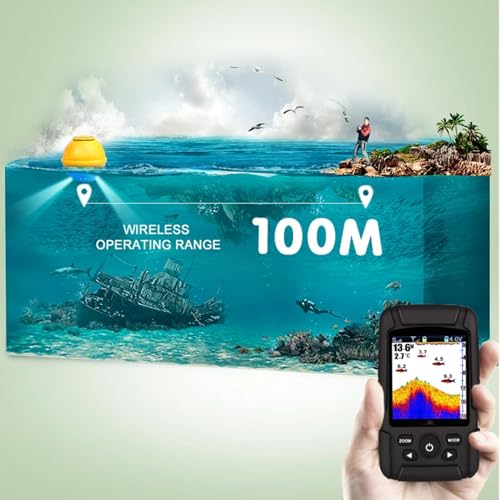 Portable Fish Finder 45M Wireless Sonar Sensor Alarm Wired Sensor Echo ...