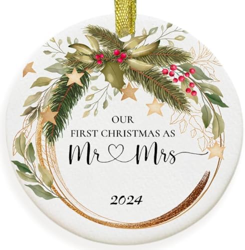 Amazon.com: Personalized Our First Christmas As Mr & Mrs Ornament Christmas 2024, Custom Choose ...