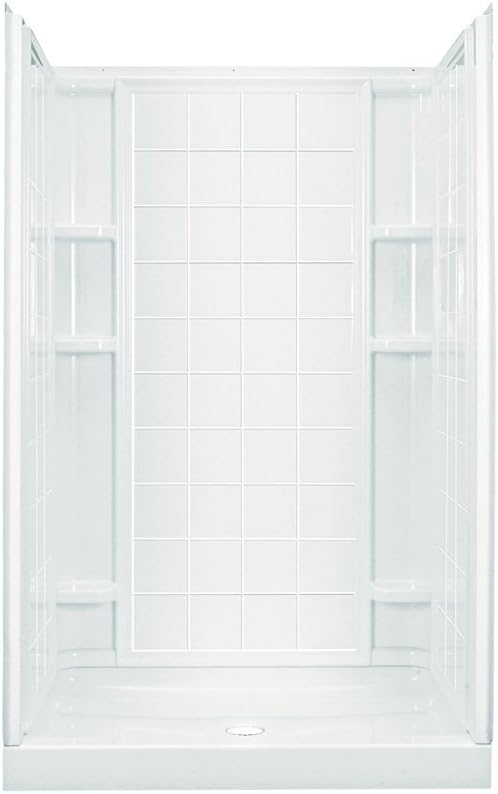 Mustee 748-32WHT Durawall 73.25-in x 48-in x 32-in Fiberglass Shower ...