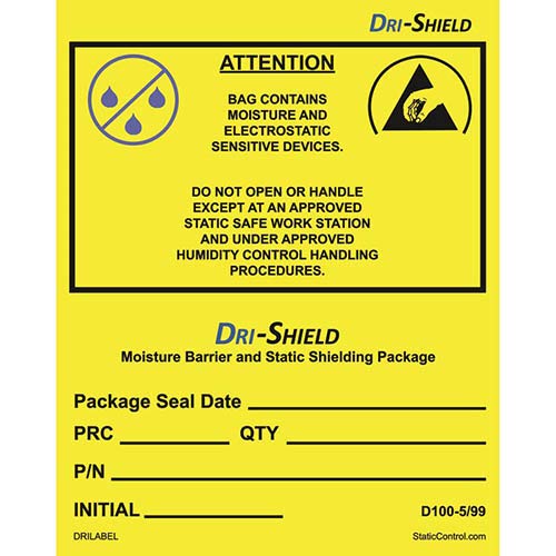 SCS DRILABEL Dri-Shield ESD Awareness Label, EIA 583, 4 in. x 4 in, 100 ...