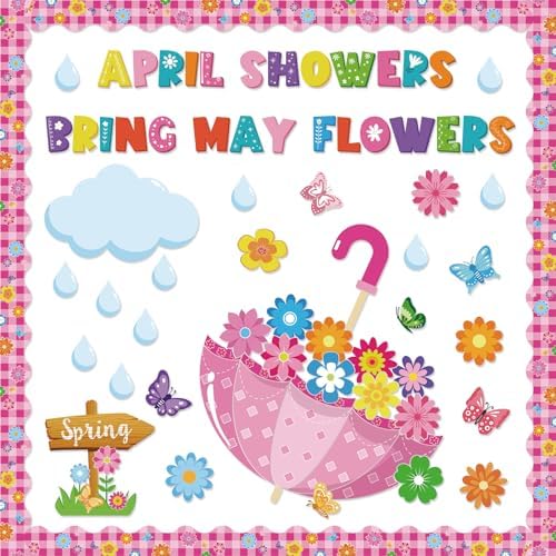 Amazon.com : Gueevin April Showers Bring May Flowers Decorations Spring ...