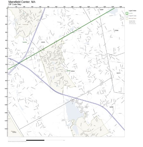 ZIP Code Wall Map of Mansfield Center, MA ZIP Code Map Not Laminated ...