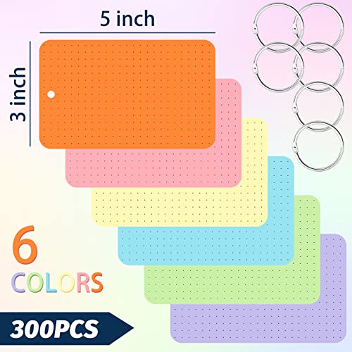 Snapklik.com : 300 PCS Dotted Index Cards, 3 X 5 Study Cards Assorted ...