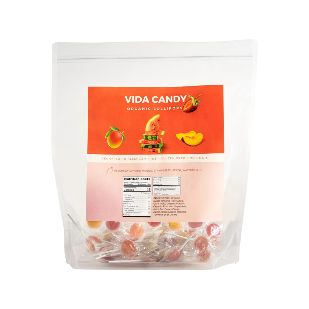 Amazon.com : Vida Candy Lollipops Fruit Flavored Snacks, 50-0.7oz ...