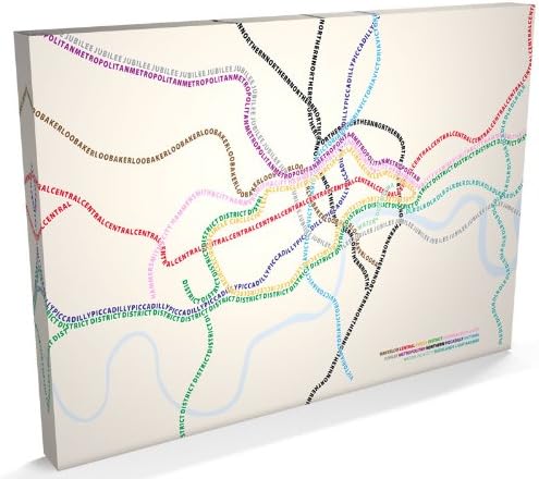 London Metro Transport Typography Text Map, Canvas Art Print, 22x34 ...