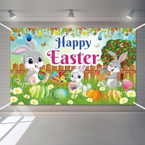 Amazon.com : Happy Easter Backdrop, Large 70" X 43" Happy Easter Day Banner, Easter Party ...