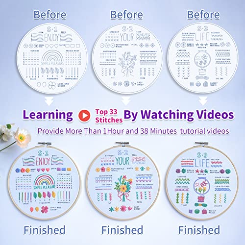 Snapklik.com : ETSPIL 3 Sets Embroidery Kit For Beginners AdultsLearn ...