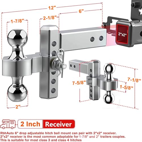 Snapklik.com : Adjustable Trailer Hitch, 6 Drop/Rise, 2 And 1-7/8 Dual ...
