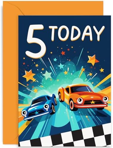 Old English Co. 5th Birthday Card for Boy or Girl - Racing Cars ...