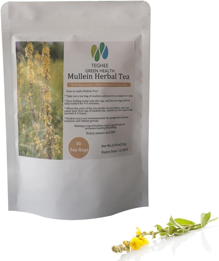 Amazon.com : Mullein Tea 30 Teabags - Natural Herbal Tea for Lungs ...