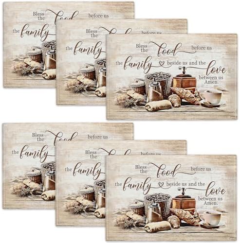 Amazon.com: Christian Coffee Placemats Set of 6, Bless The Food Before ...