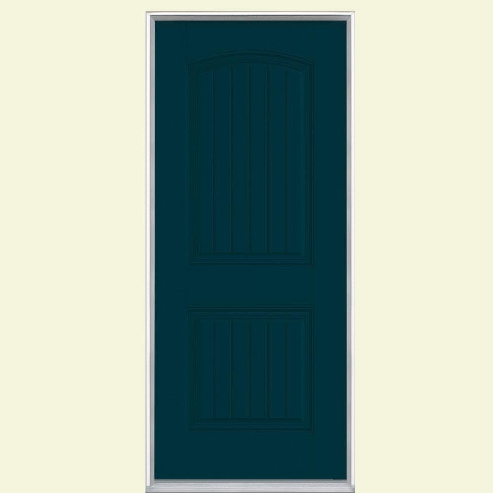 Cheyenne 2-Panel Painted Smooth Fiberglass Entry Door with No Brickmold ...