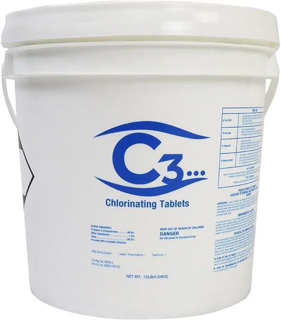Amazon.com : C3... 3" Stabilized Chlorine Tablets for Swimming Pools ...