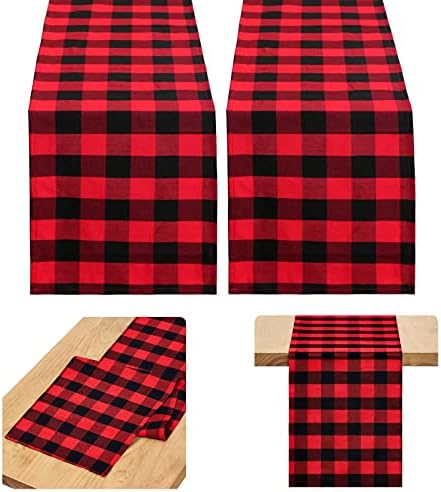 Amazon.com: Mixweer 20 Pieces Buffalo Plaid Table Runners 84 x 13 Inch ...